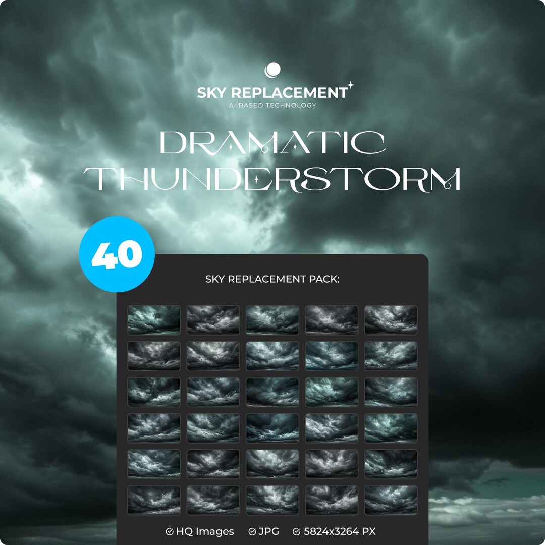Dramatic Thunderstorm Sky Overlays – Intense Stormy Sky Textures for ...