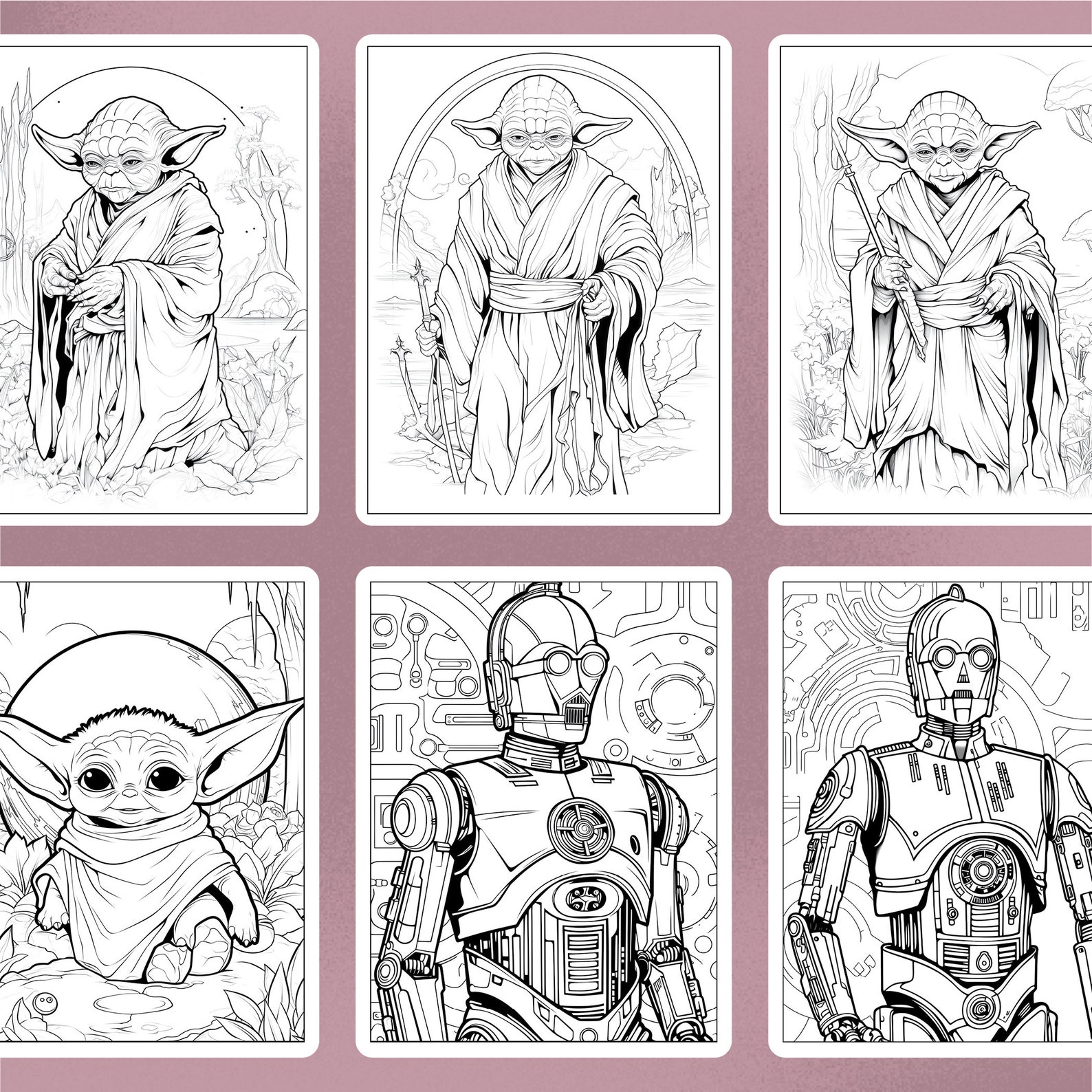 Star Wars Instant Download Coloring Pages, Jedi Master, Sith Lord ...