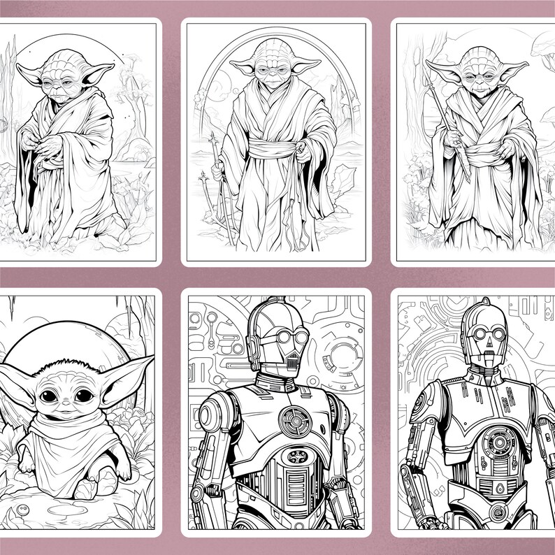 Star Wars Instant Download Coloring Pages, Jedi Master, Sith Lord ...