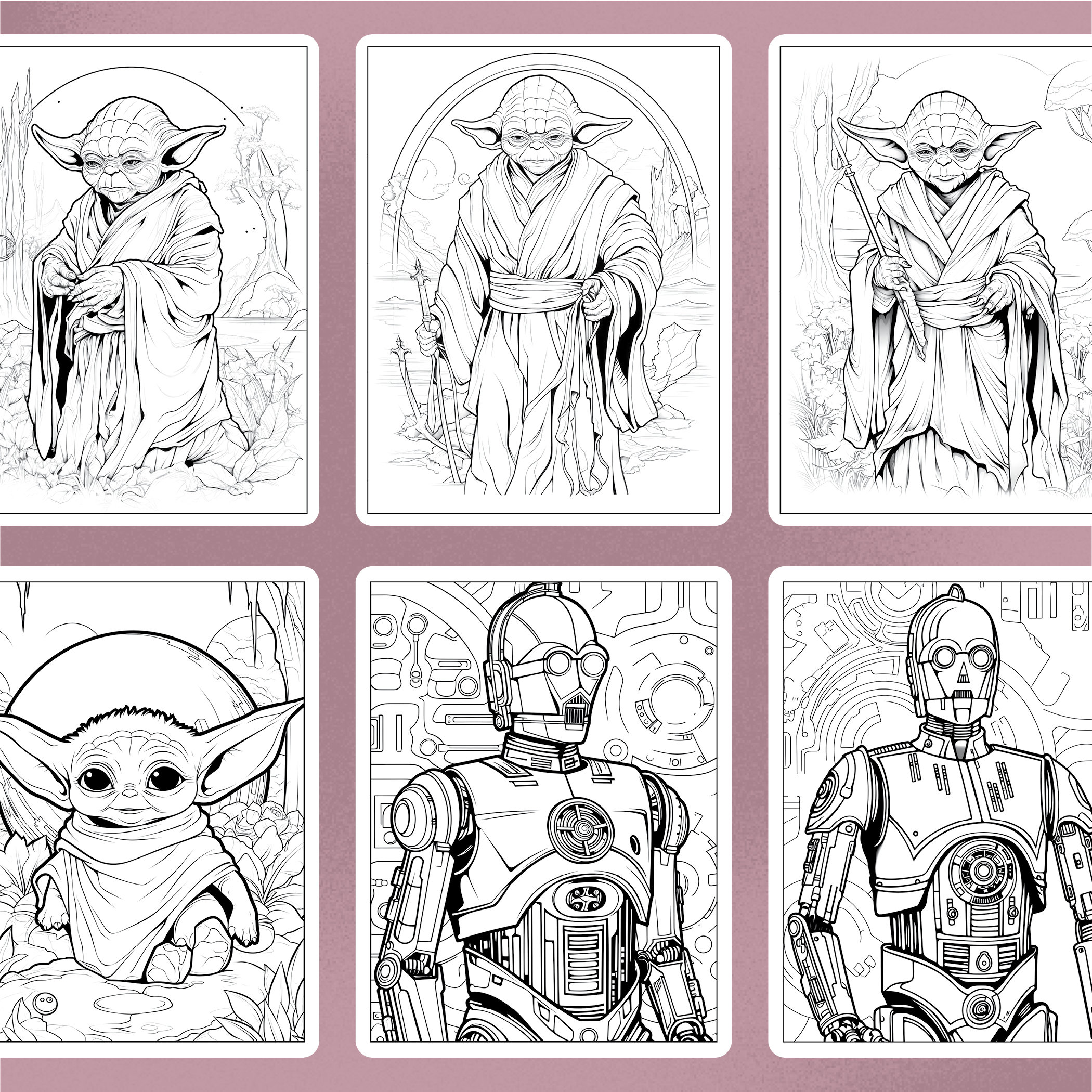 Star Wars Instant Download Coloring Pages, Jedi Master, Sith Lord ...