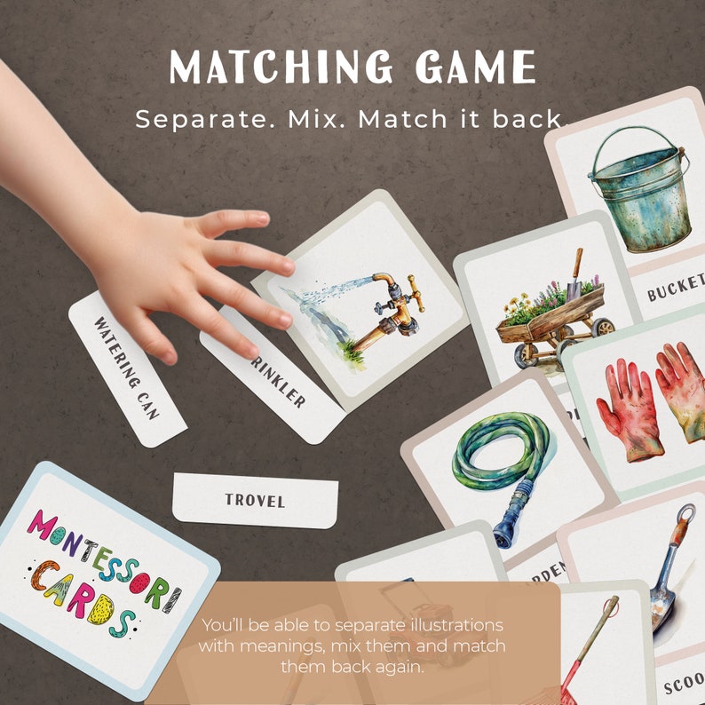 Montessori Gardening Tools Flashcards - Printable Educational Cards for ...