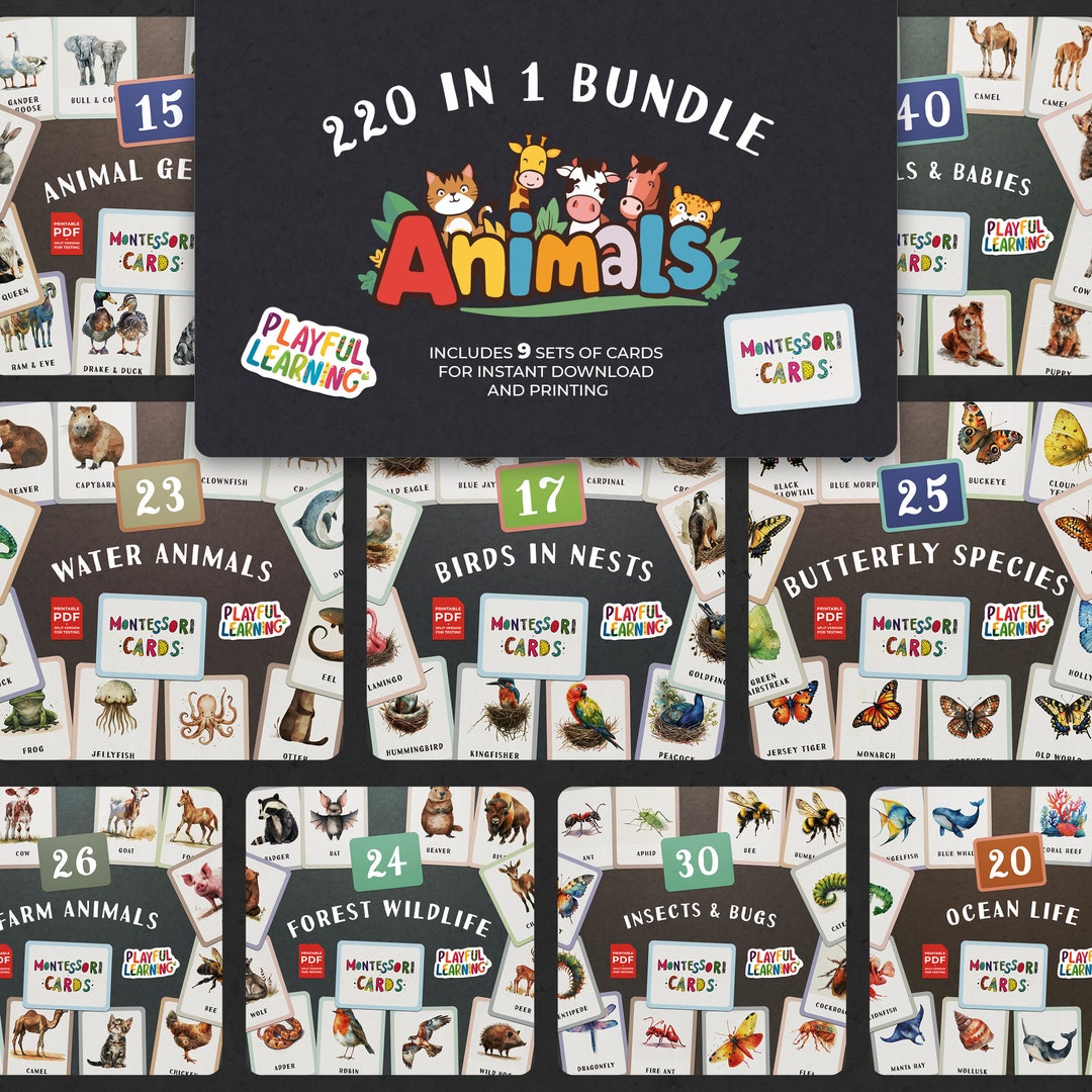 Montessori Animal Flash Cards PDF Bundle. Printable Learning Tools for ...
