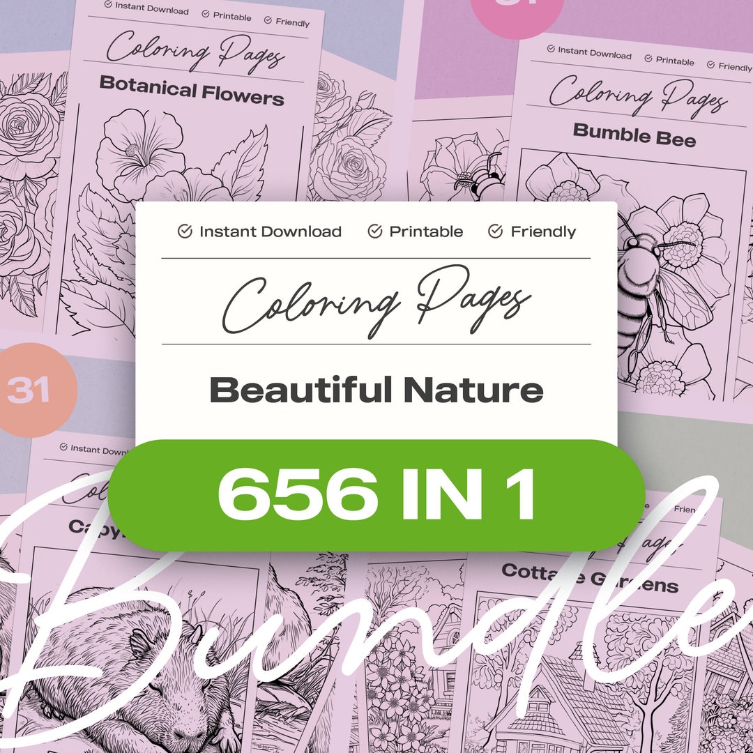 Beautiful Nature Coloring Pages Bundle | Instant Download | Adult ...