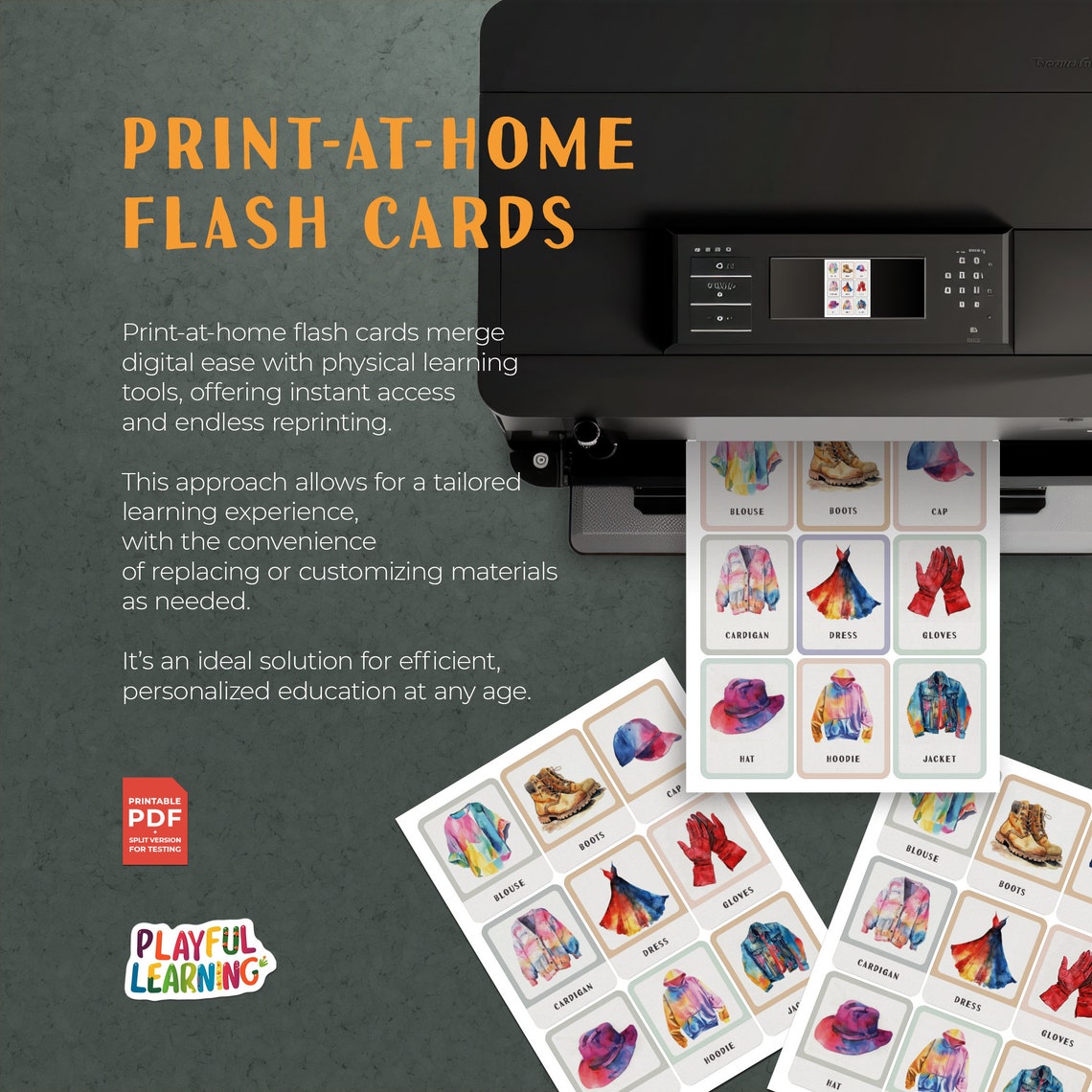 Montessori Clothes Flashcards Printable Educational Learning Cards for ...