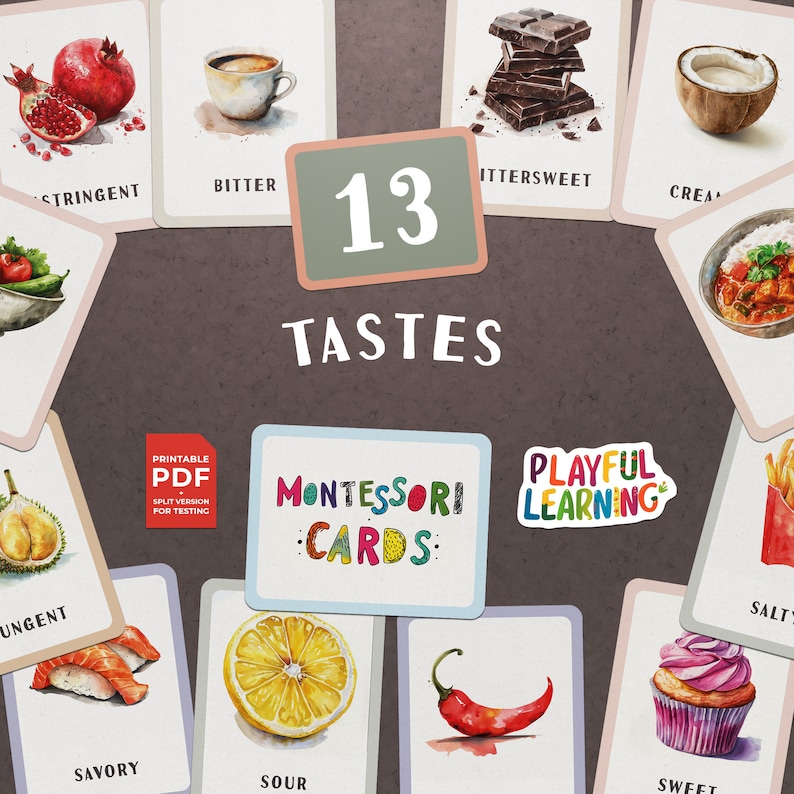 Montessori Tastes Flash Cards - Printable Educational Cards for Kids ...