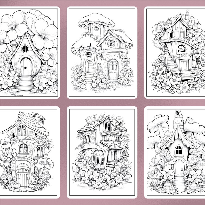 Blooming Fairy Homes Coloring Book, Fairy Dwellings, Woodland Fantasy ...