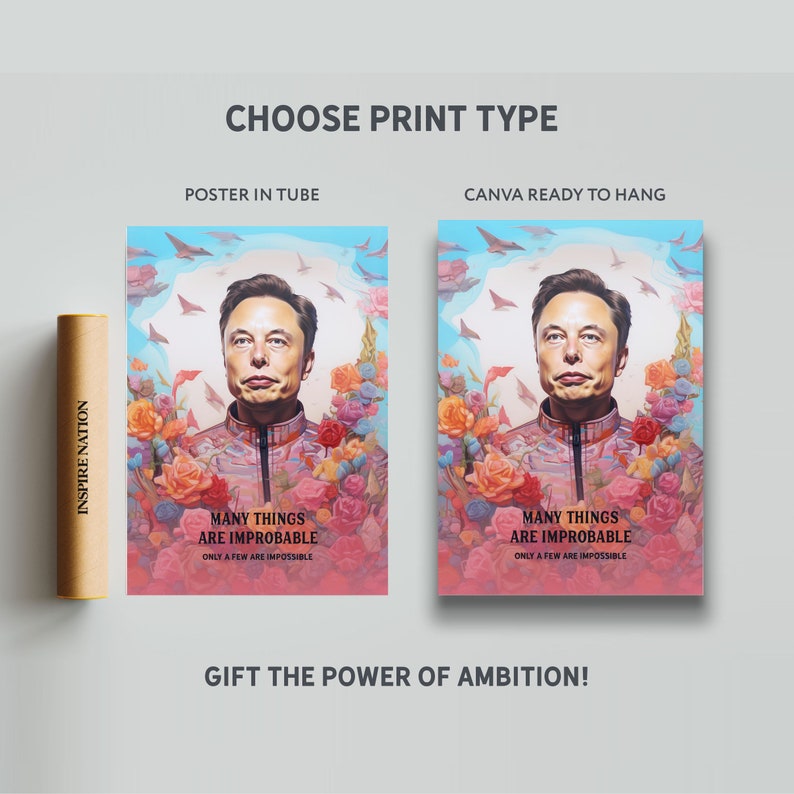 Elon Musk Poster Quotes on Wall Art, Poster Not Print, Gift Ideas for ...