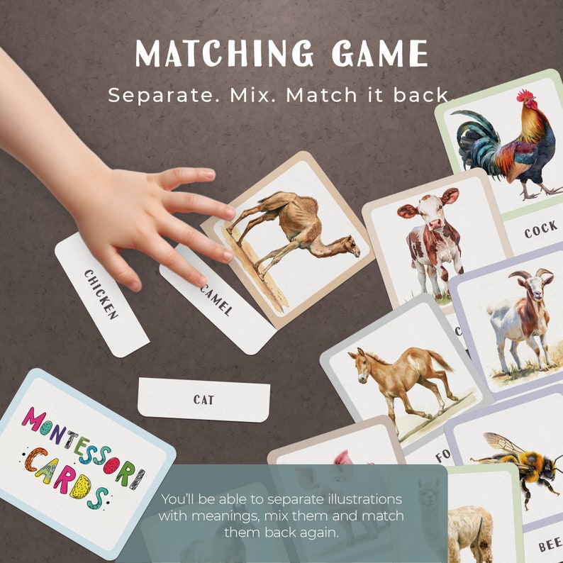 Montessori Farm Animals Cards - Printable Educational Flashcards for ...