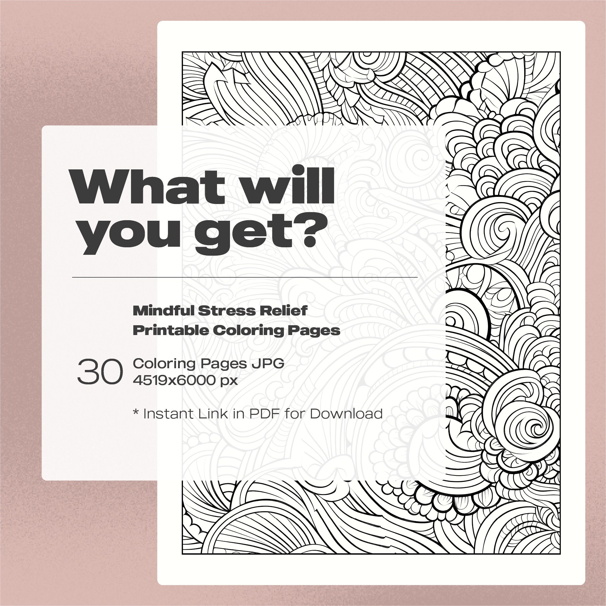 Mindful Stress Relief Coloring Pages, Mindful Patterns, Calming Designs ...