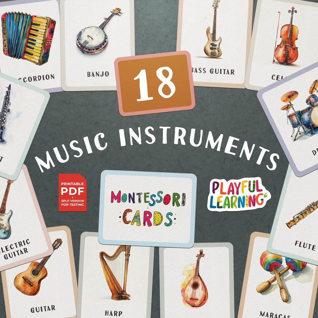 Montessori Musical Instruments Flashcards - Printable Educational Cards ...