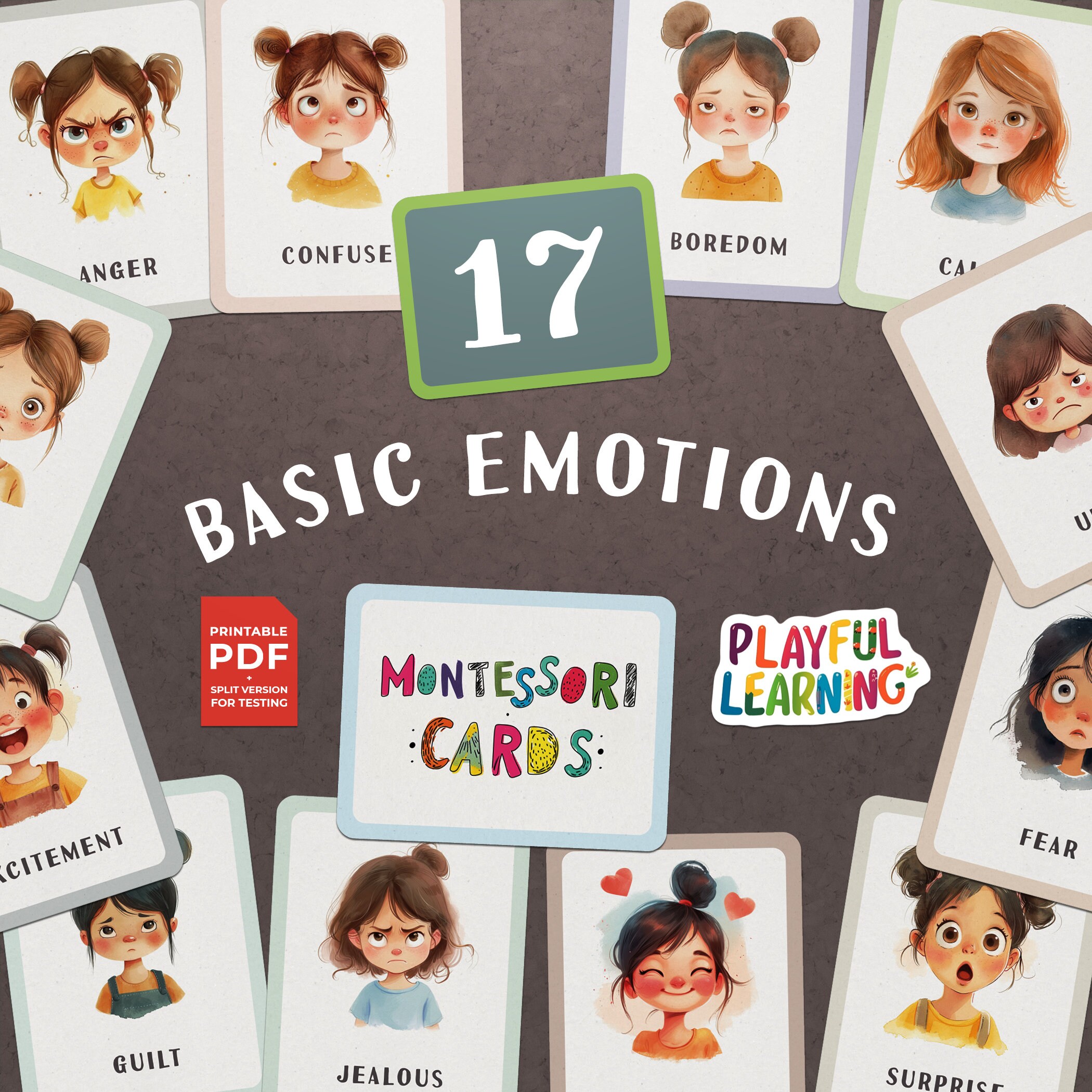 Montessori Cards: Basic Emotions - Educational Flashcards for Kids and ...