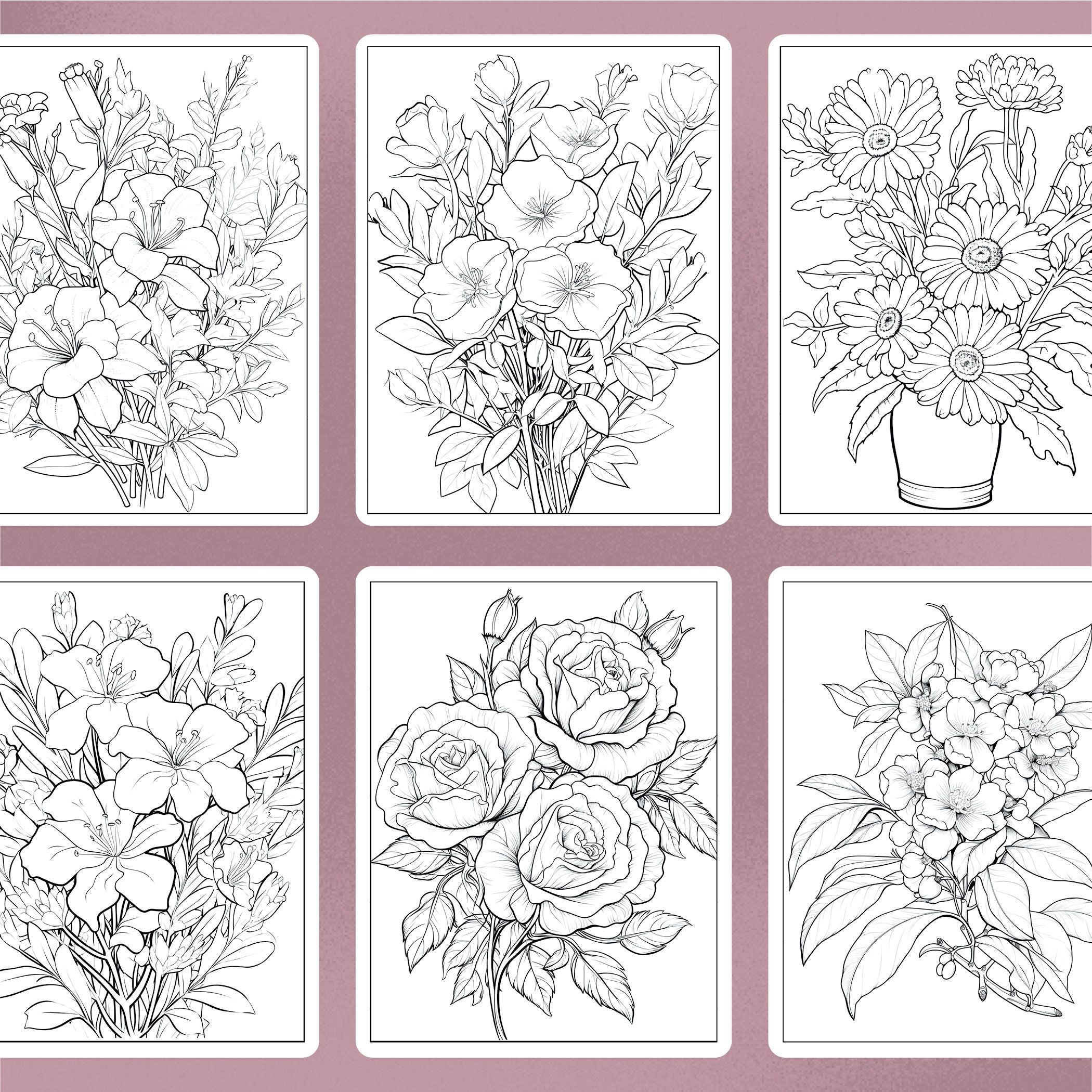 Botanical Flowers Coloring Book, Detailed Illustrations, Floral Designs ...