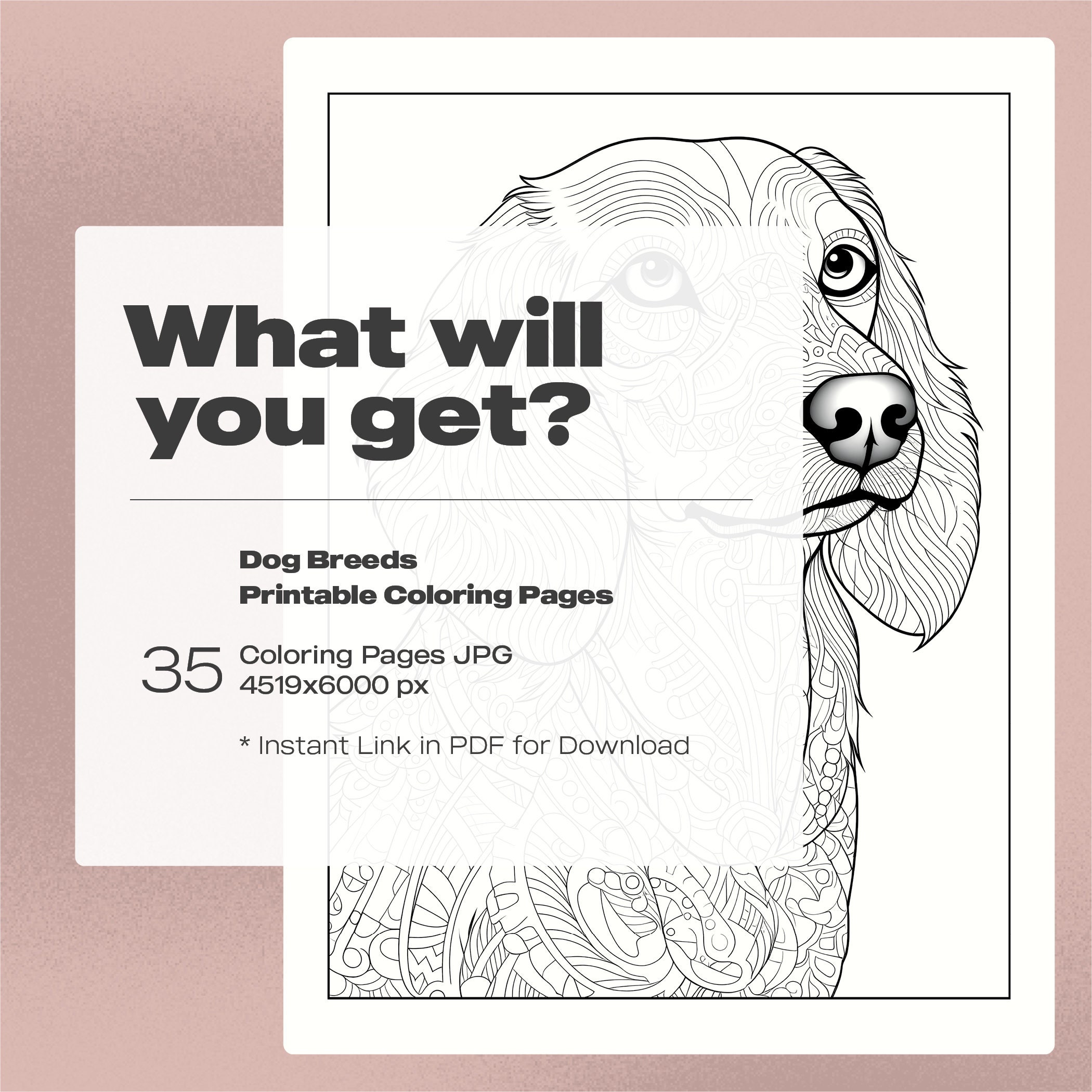 Dog Breeds Animal Coloring Pages. Animal Art, Pet Outlines, Floral ...