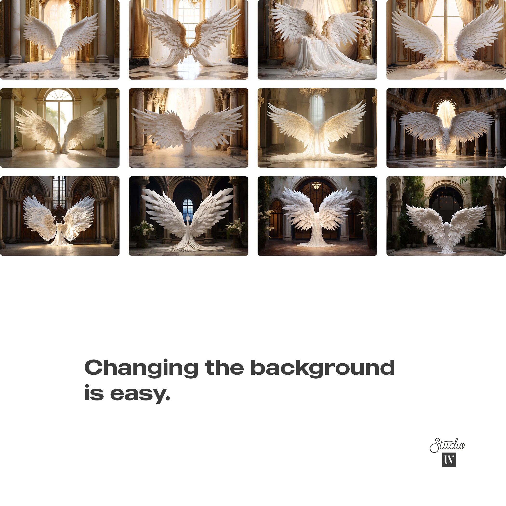 Large Angel Wings Digital Photo Backdrops - Angel Wings Backdrops ...