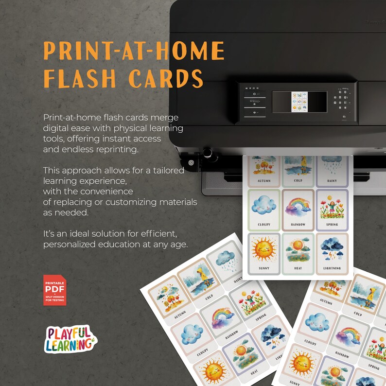 Montessori Seasons and Weather Flashcards Educational Printable for ...