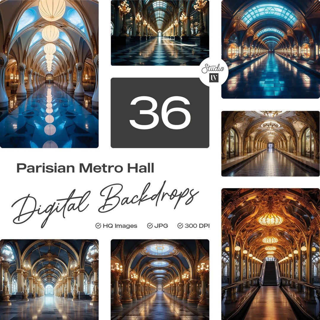 Parisian Metro Hall Digital Photo Backdrops - High-quality Printable ...
