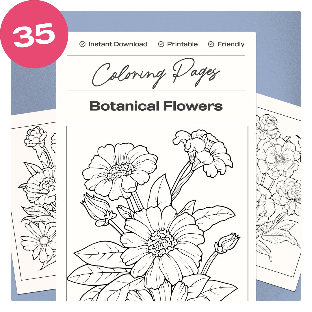 Botanical Flowers Coloring Book, Detailed Illustrations, Floral Designs ...