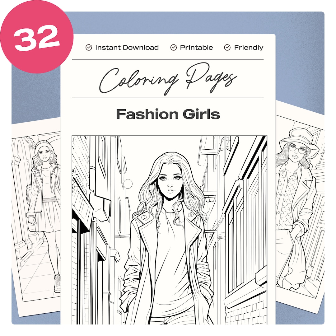 Fashion Girls in Streetwear Coloring Pages, Trendy Girls, Chic Outfits ...