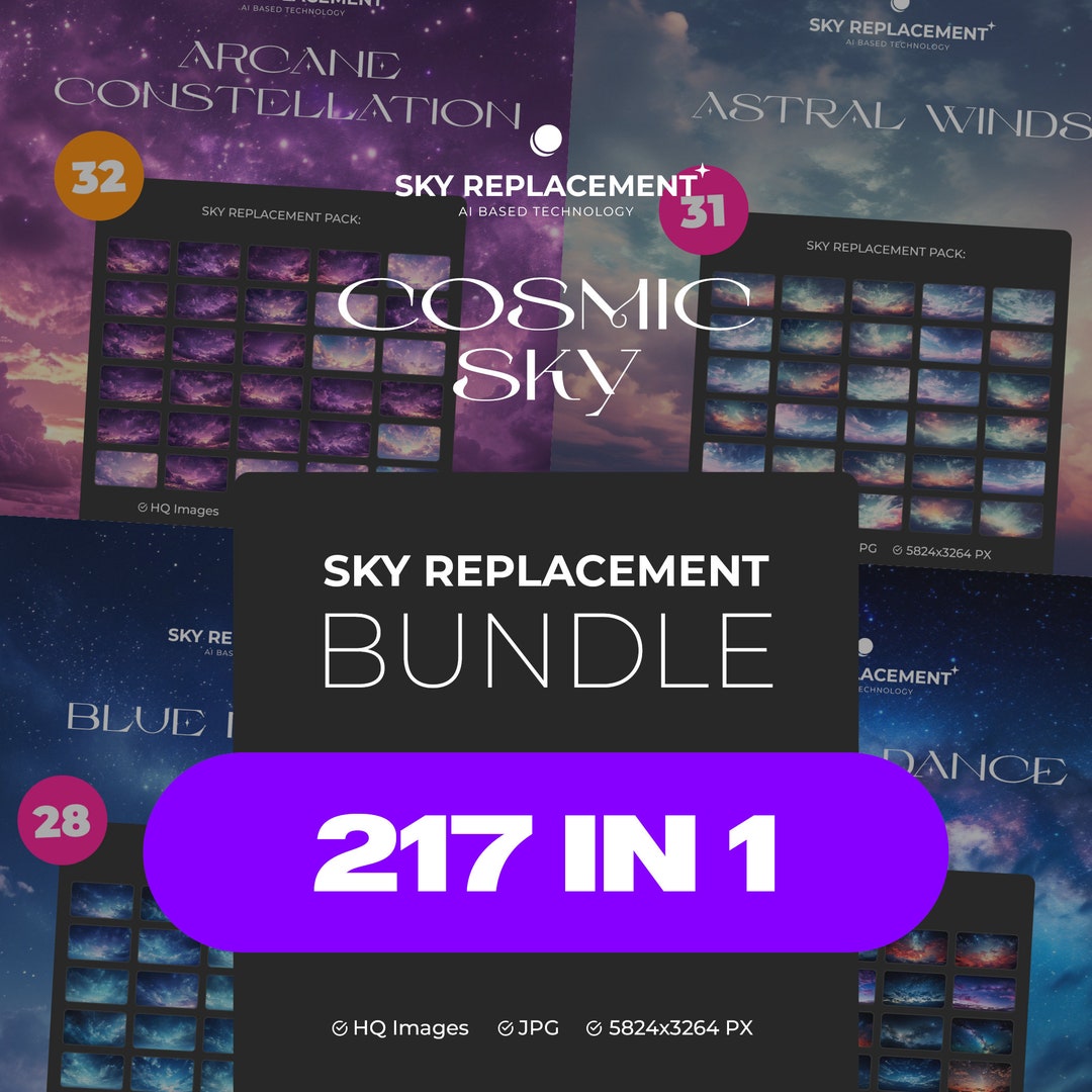 Cosmic Sky Replacement Bundle - High-resolution Overlays for Photoshop ...