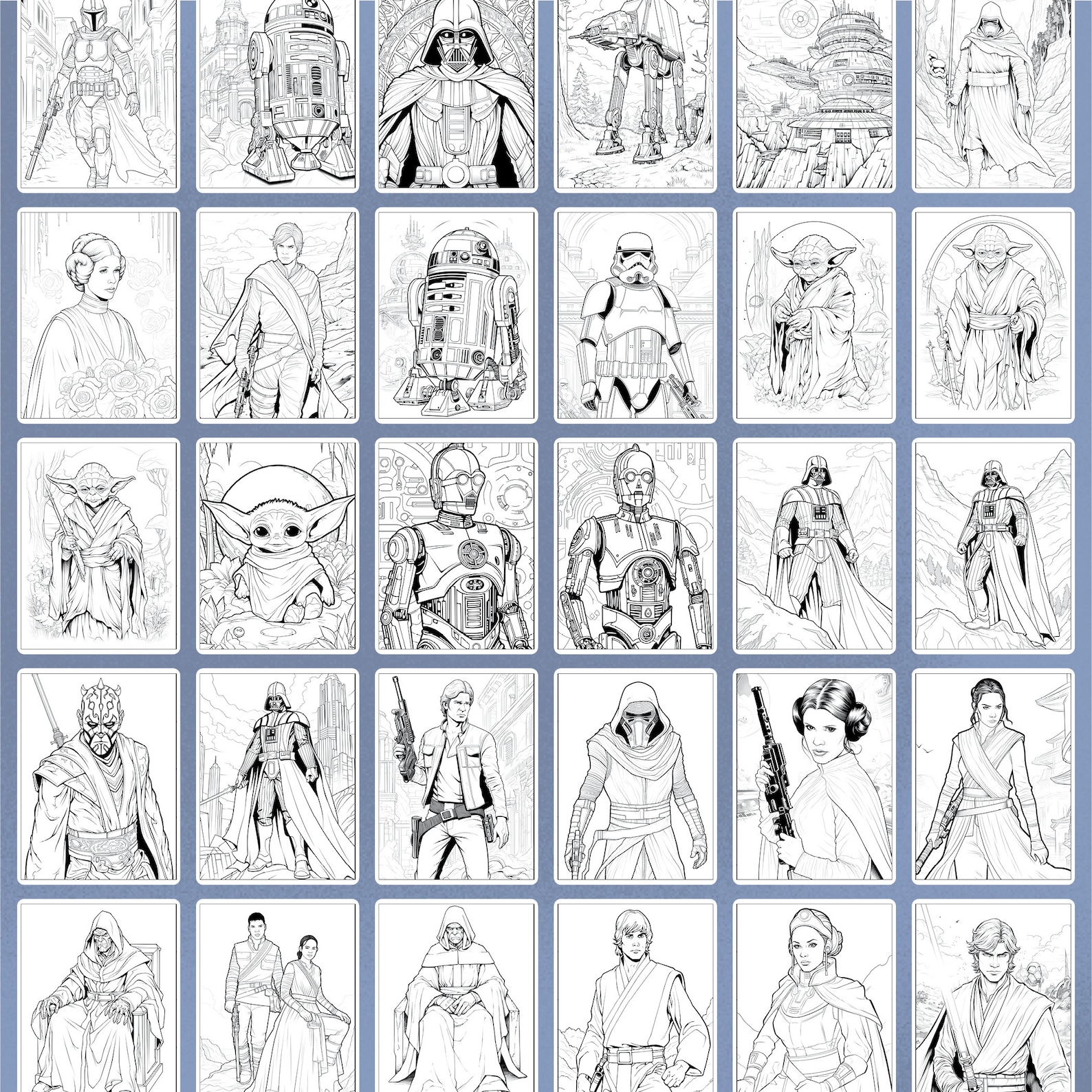 Star Wars Instant Download Coloring Pages, Jedi Master, Sith Lord ...