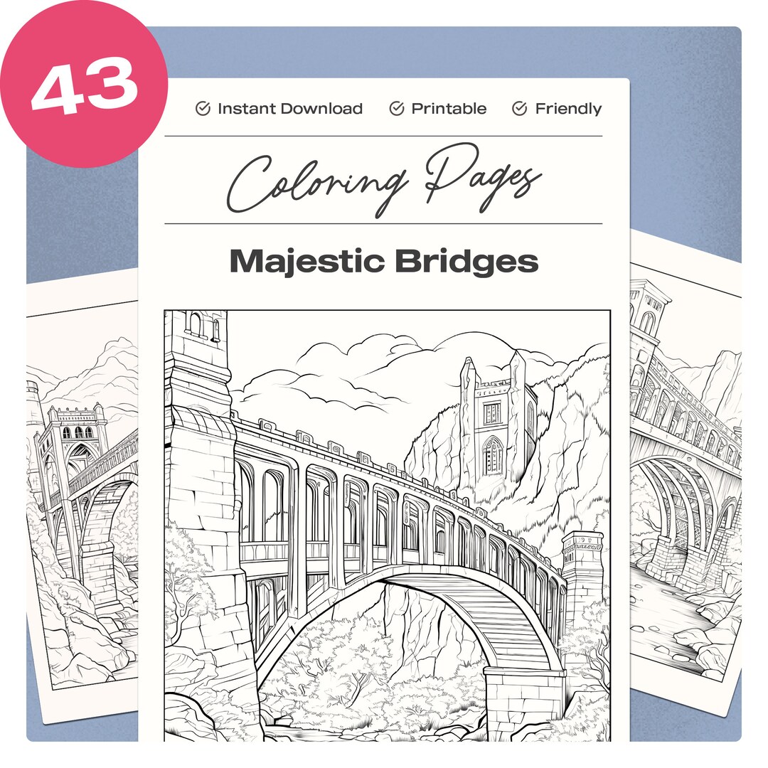 Majestic Bridges Fantasy Coloring Book, Fantasy Art, Bridge Designs ...