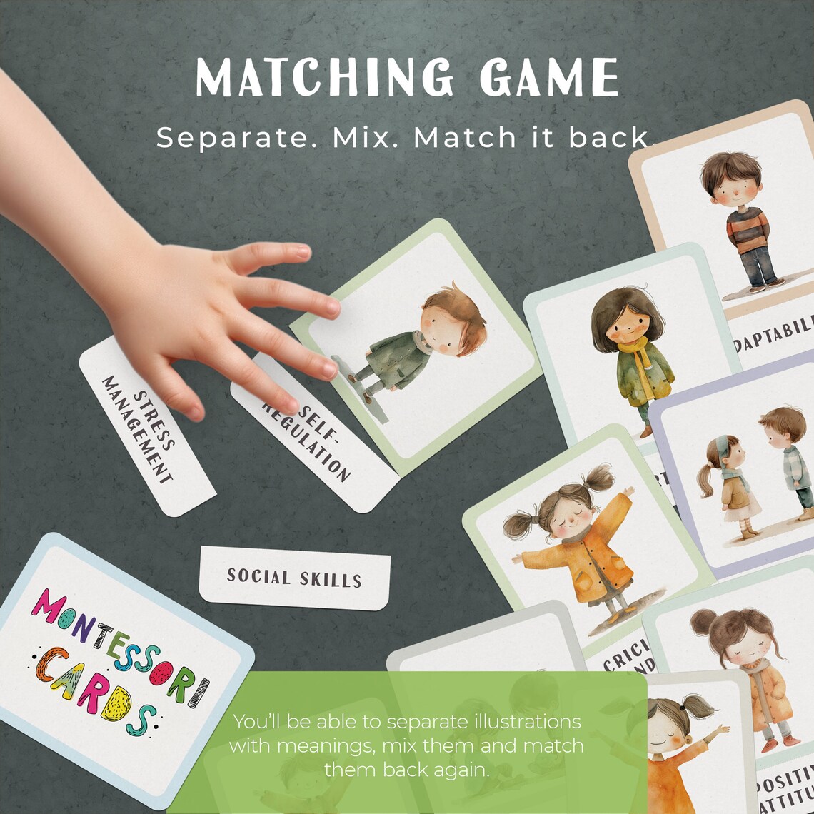 Montessori Emotional Intellect Cards Educational Flashcards for Kids ...