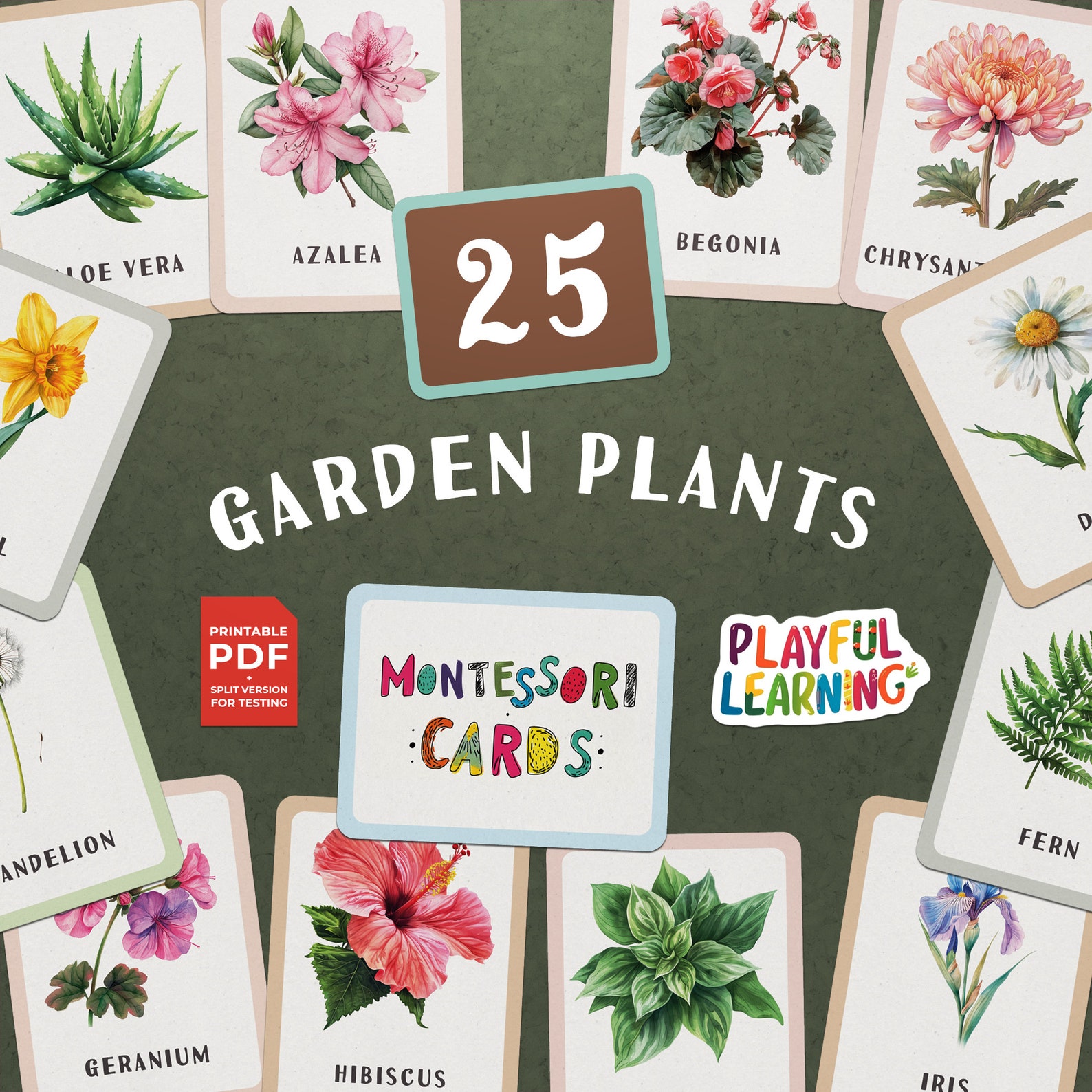 Montessori Garden Plants Flashcards Educational Printable for Kids ...