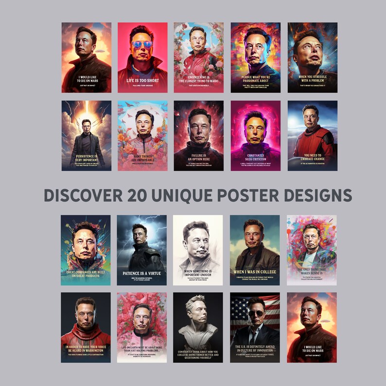 Elon Musk Poster Quotes on Wall Art, Poster Not Print, Gift Ideas for ...