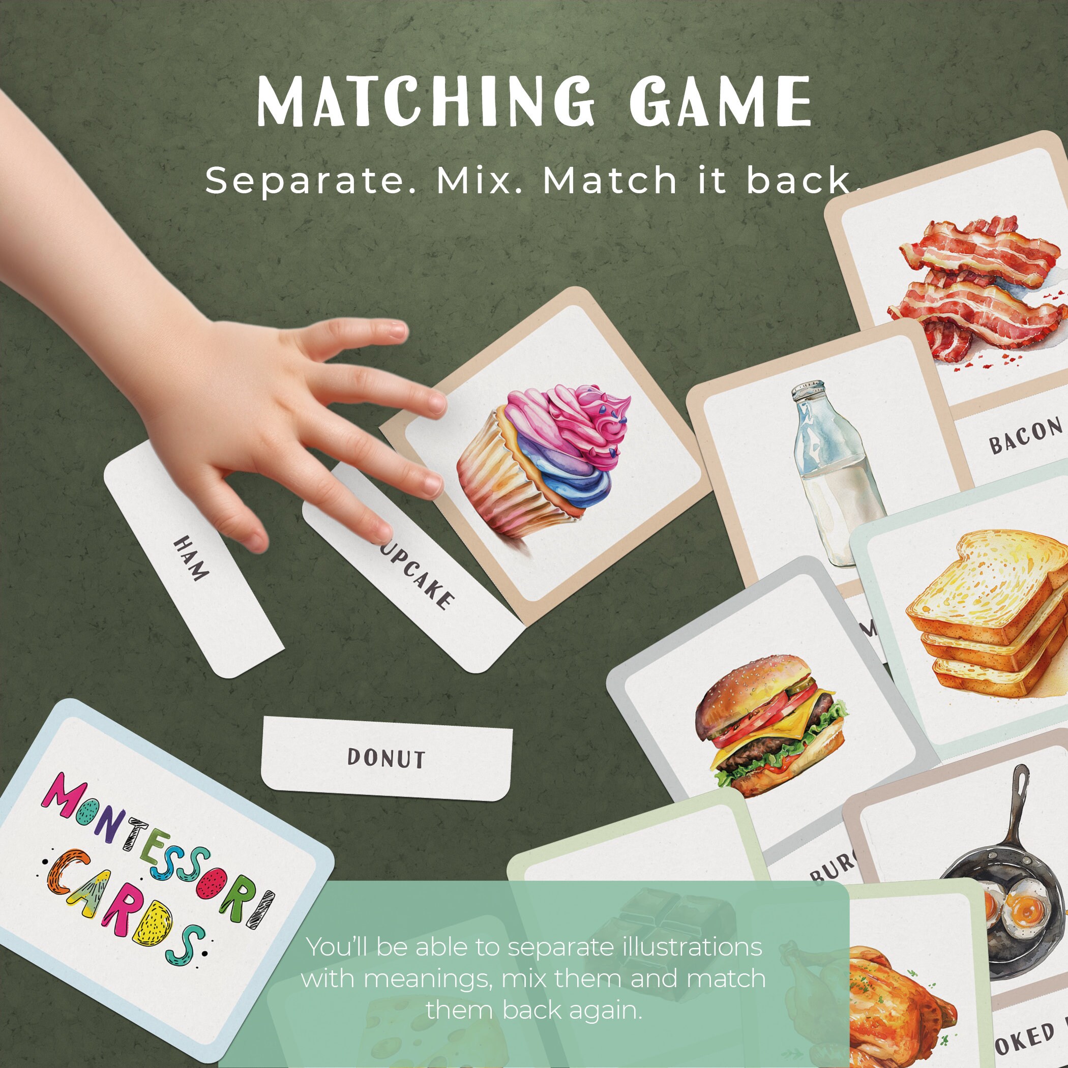 Montessori Food and Drinks Flashcards - Educational Learning Cards for ...