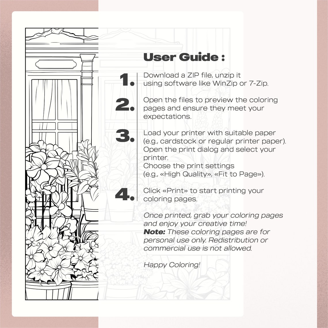 Printable Flower Shop Coloring Pages, Flower Showcase, Botanical Art ...