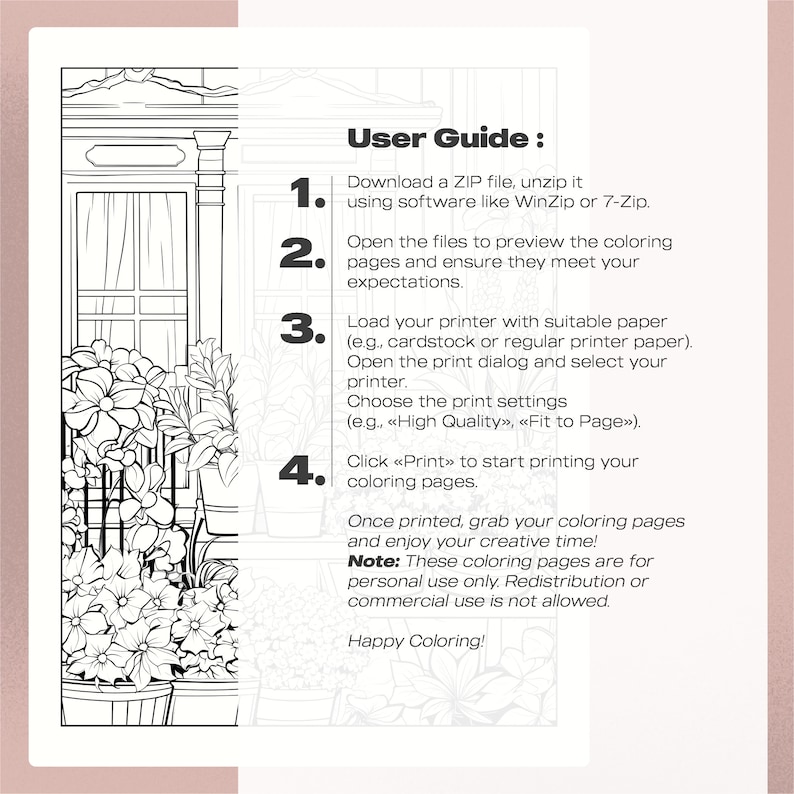 Printable Flower Shop Coloring Pages, Flower Showcase, Botanical Art ...
