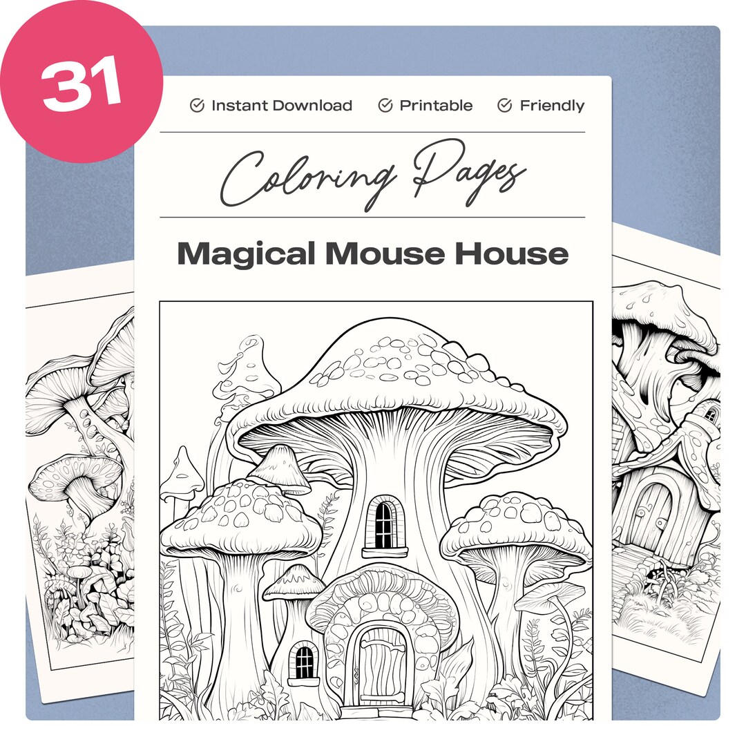 Magical Mouse Forest House Coloring Book, Forest Coloring Page, Magical ...