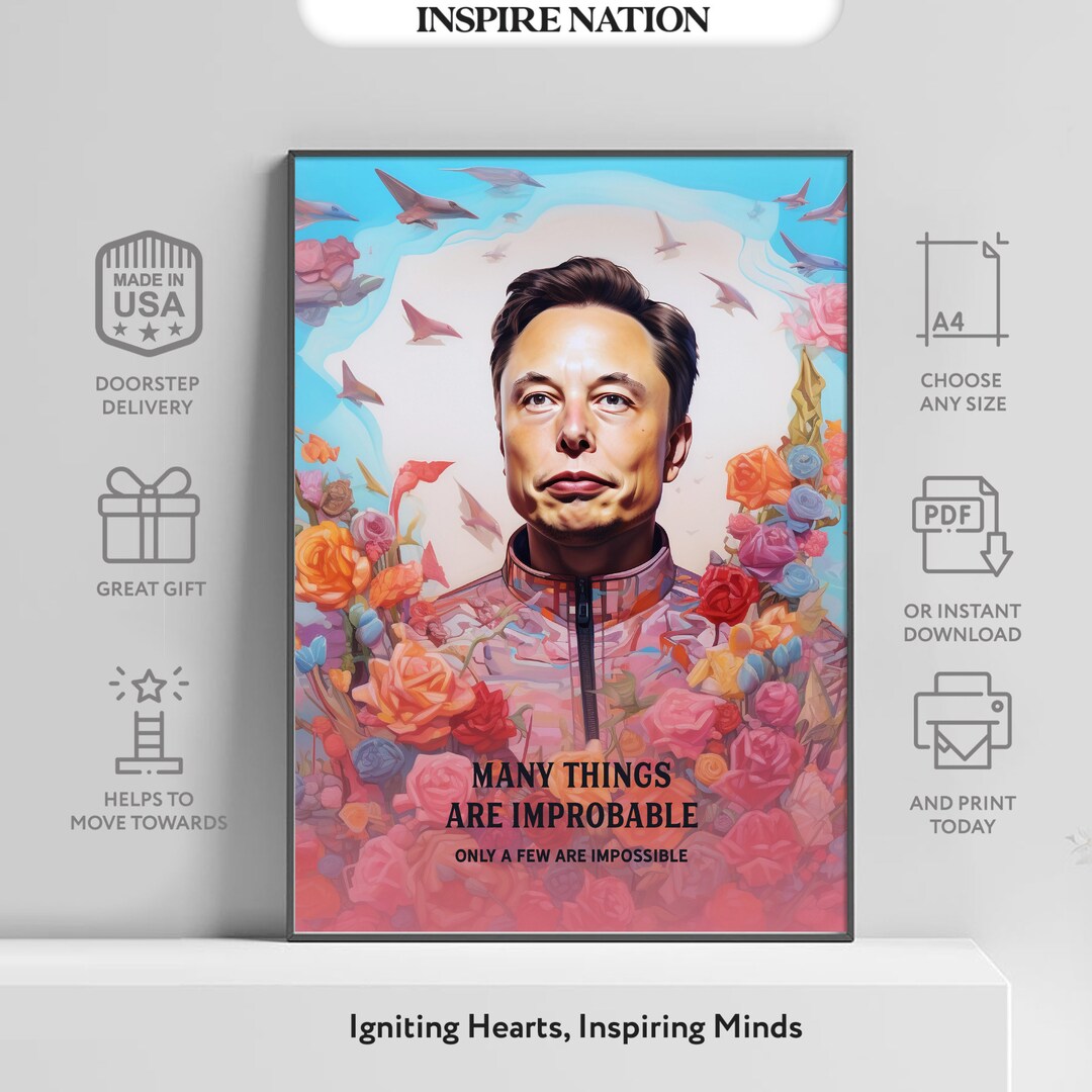 Elon Musk Poster Quotes On Wall Art Poster Not Print T Etsy