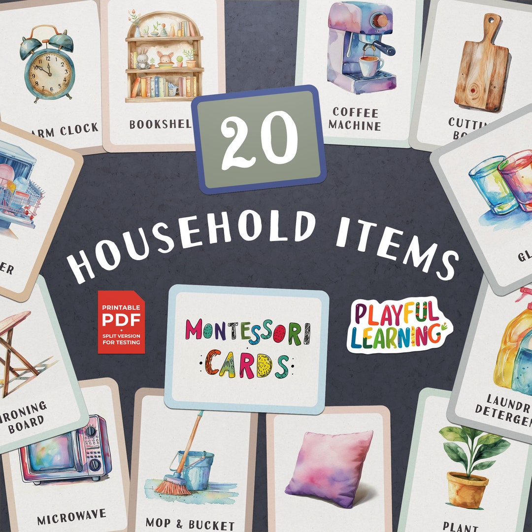 Montessori Household Items Flashcards - Printable Learning Tools for ...