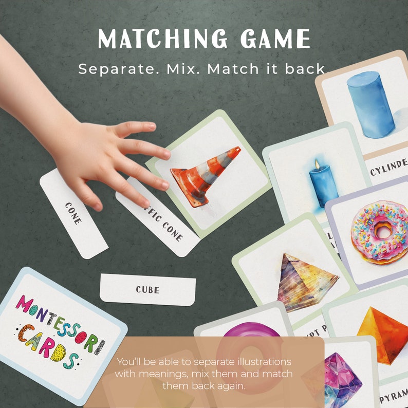 Montessori Geometric Forms Cards - Educational Flashcards for Kids ...