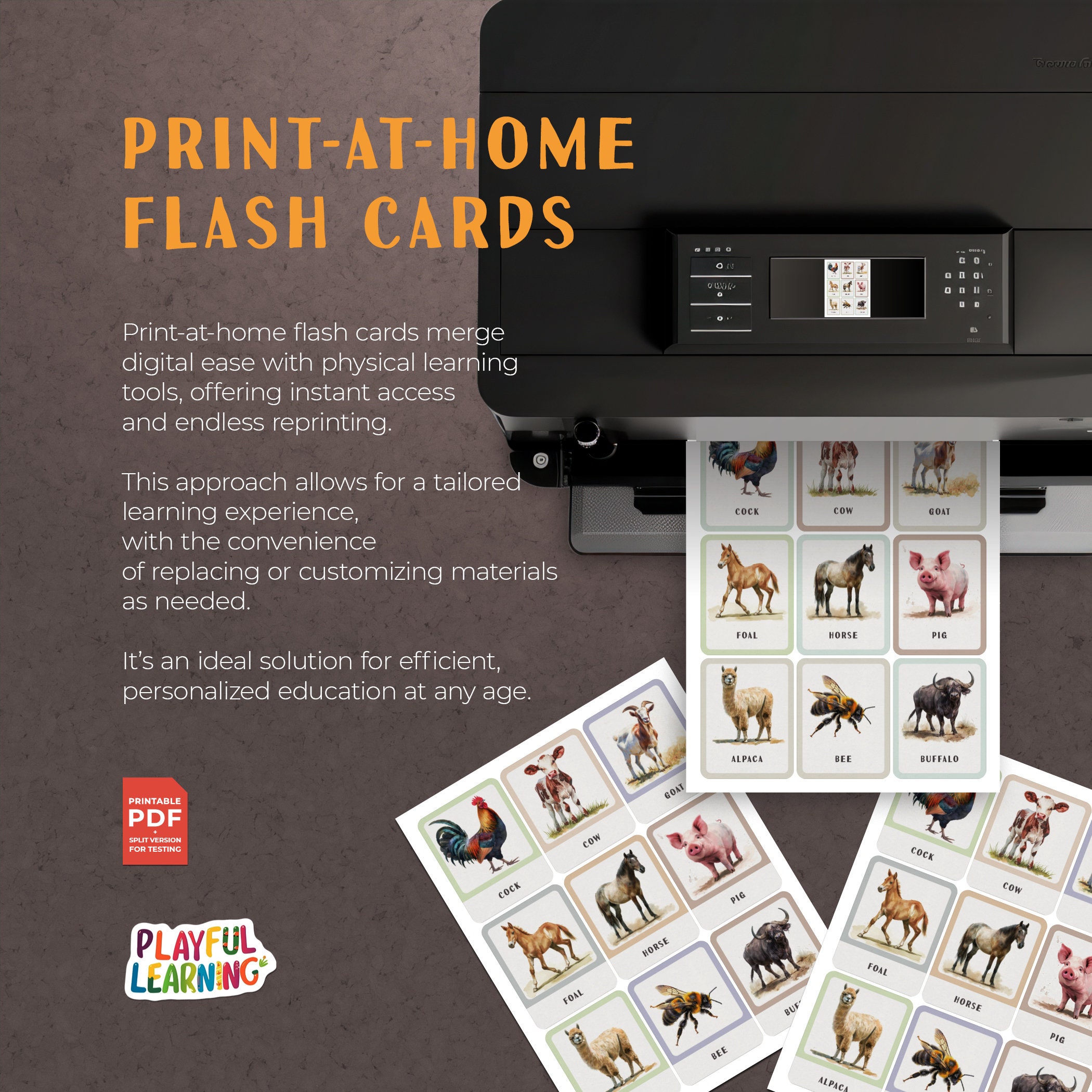 Montessori Farm Animals Cards Printable Educational Flashcards for Kids ...