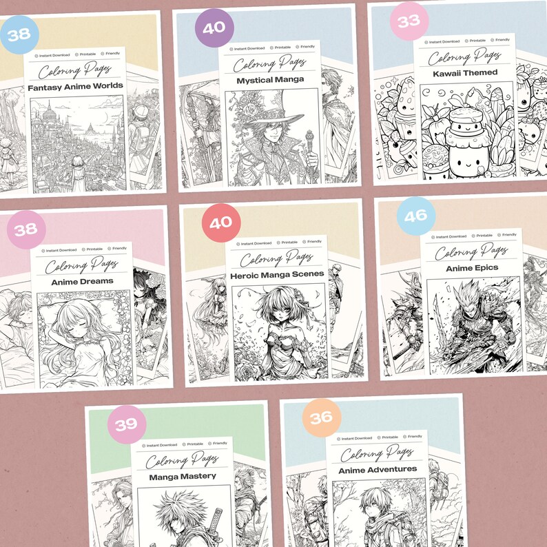 Anime Coloring Pages Bundle Printable Manga Art for Kids and Adults ...