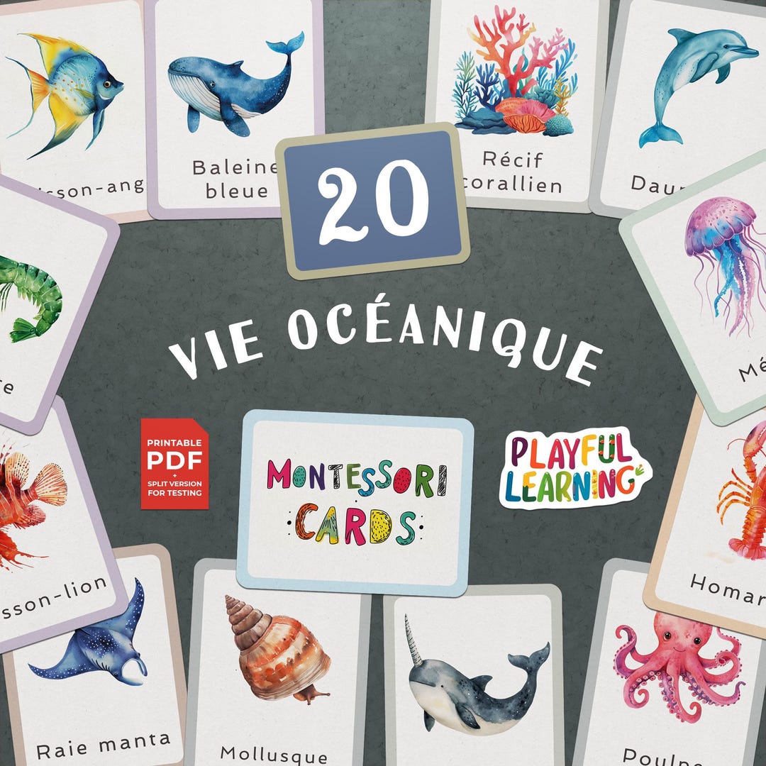 Cartes Éducatives Montessori Vie Océanique - Cartes Imprimables Pour L ...