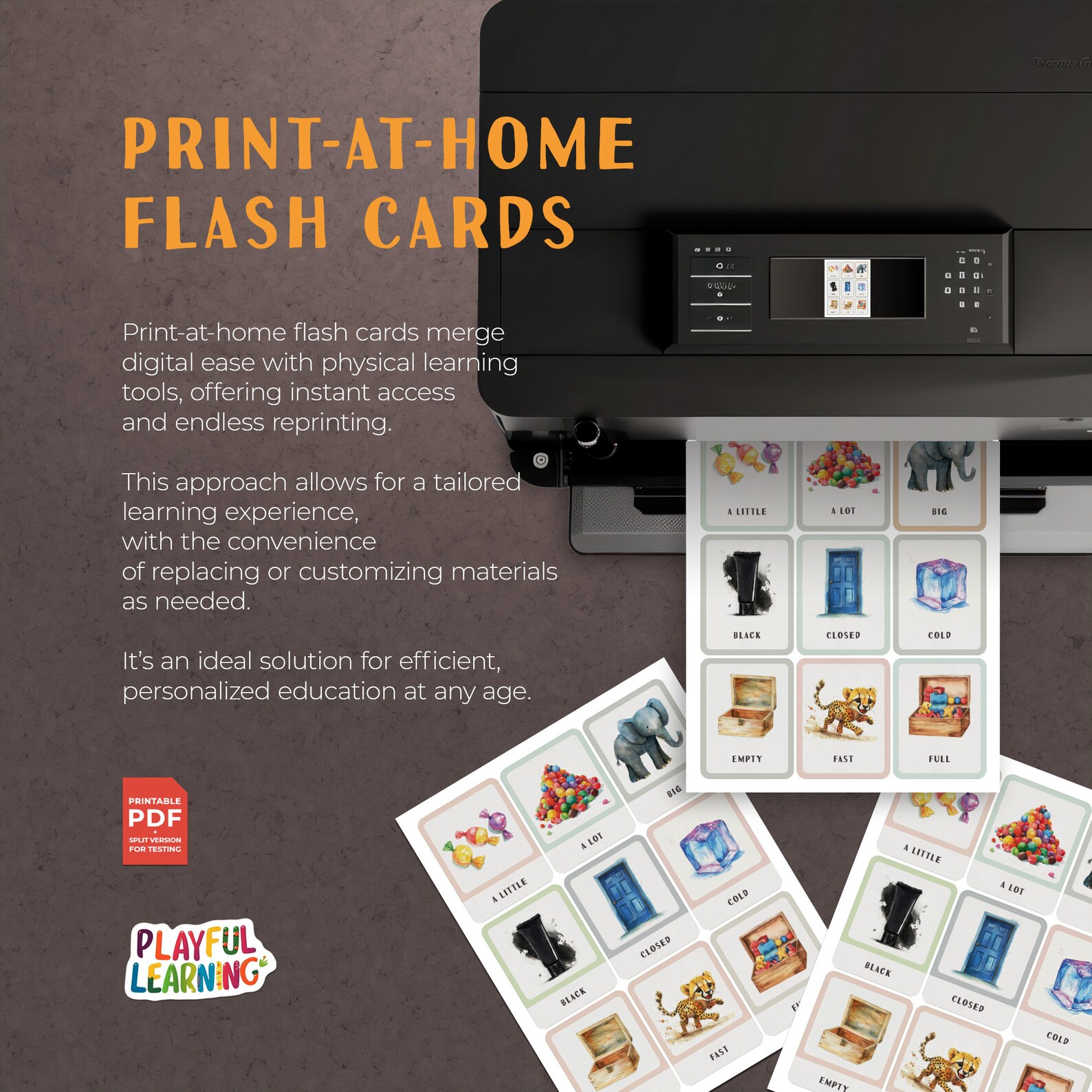 Montessori Opposites Learning Cards - Printable Educational Flashcards ...