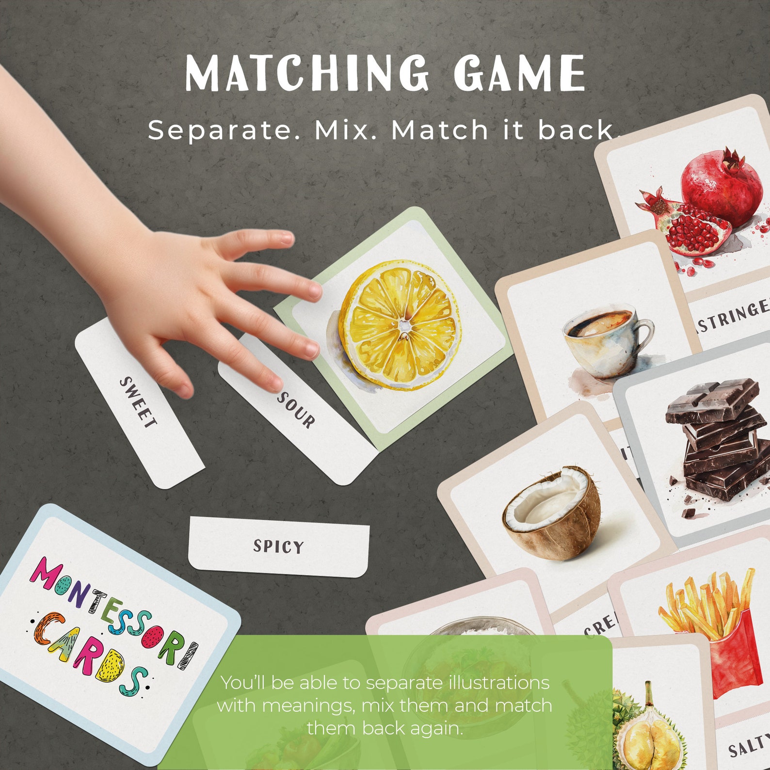 Montessori Tastes Flash Cards - Printable Educational Cards for Kids ...