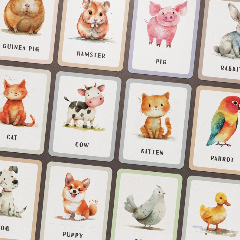 Almost Free Animals Montessori Learning Flash Cards for Kids and ...