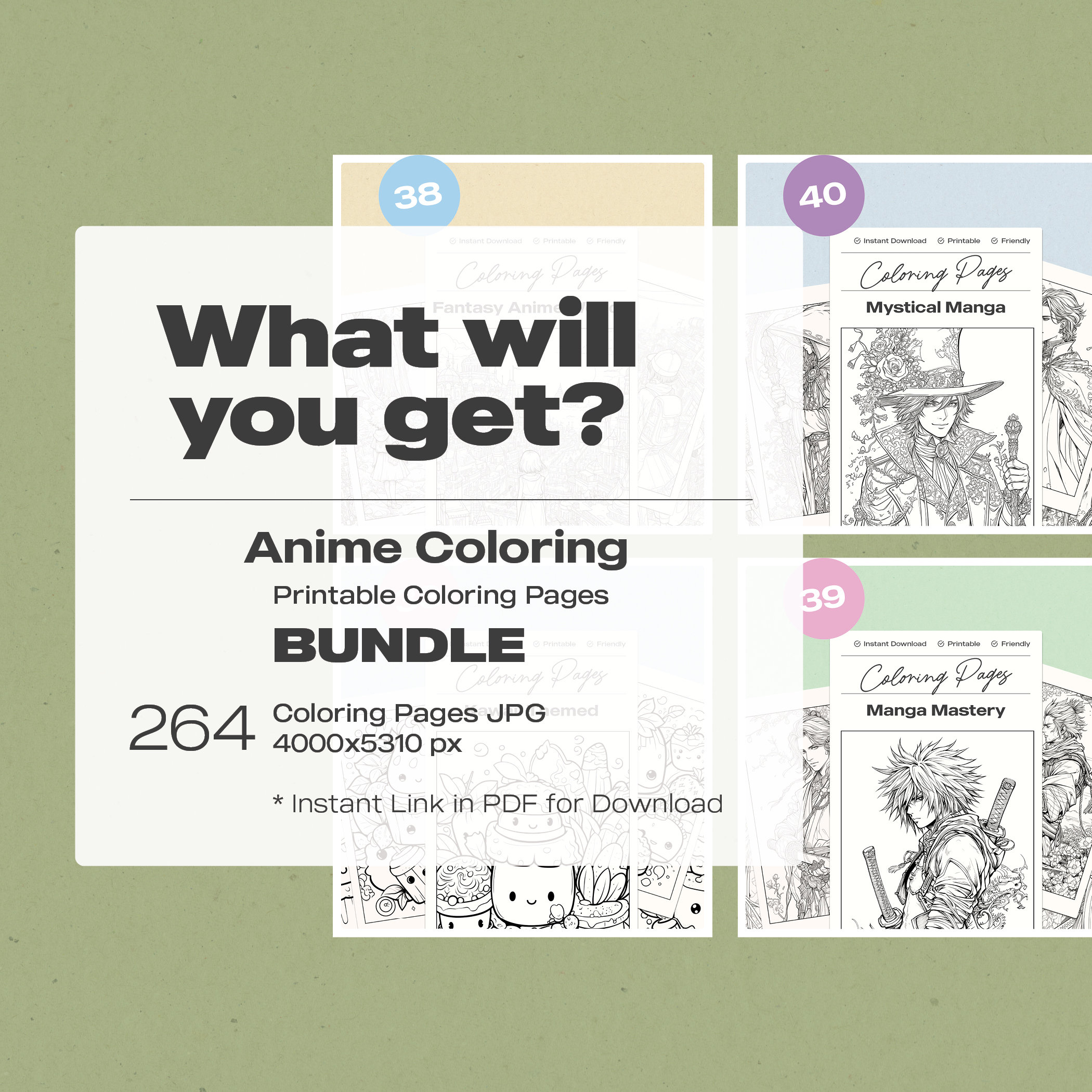 Anime Coloring Pages Bundle - Printable Manga Art for Kids and Adults ...