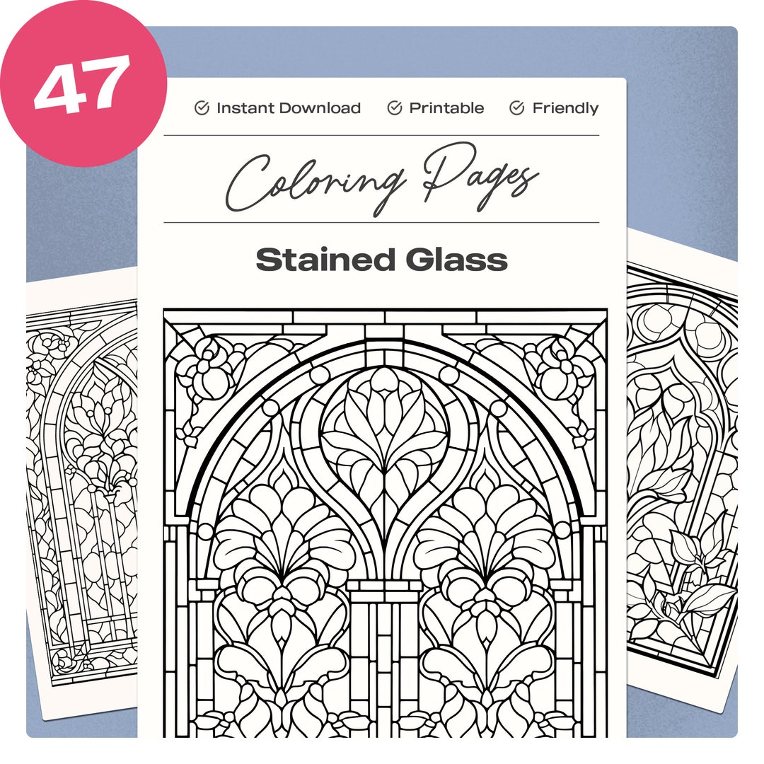 Stained Glass Collection Coloring Page, Arch Window, Flowers Outline ...