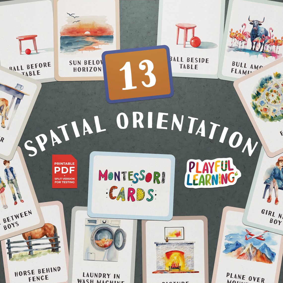 Montessori Spatial Orientation Cards Educational Learning Tool for Kids ...
