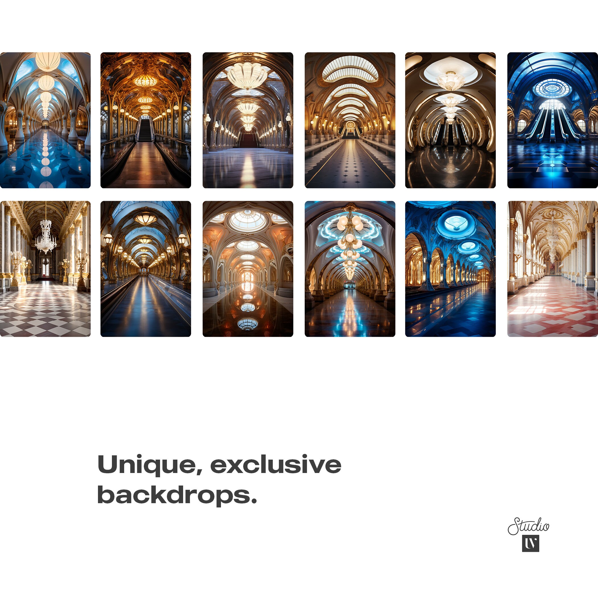Parisian Metro Hall Digital Photo Backdrops - High-quality Printable ...