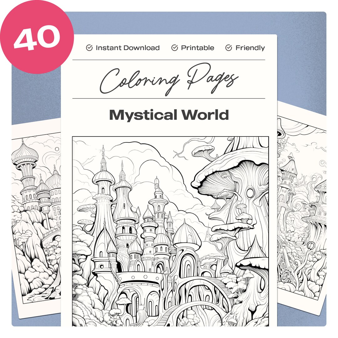 Mystical World Adult Coloring Book, Magical Forest, Fantasy Trees ...