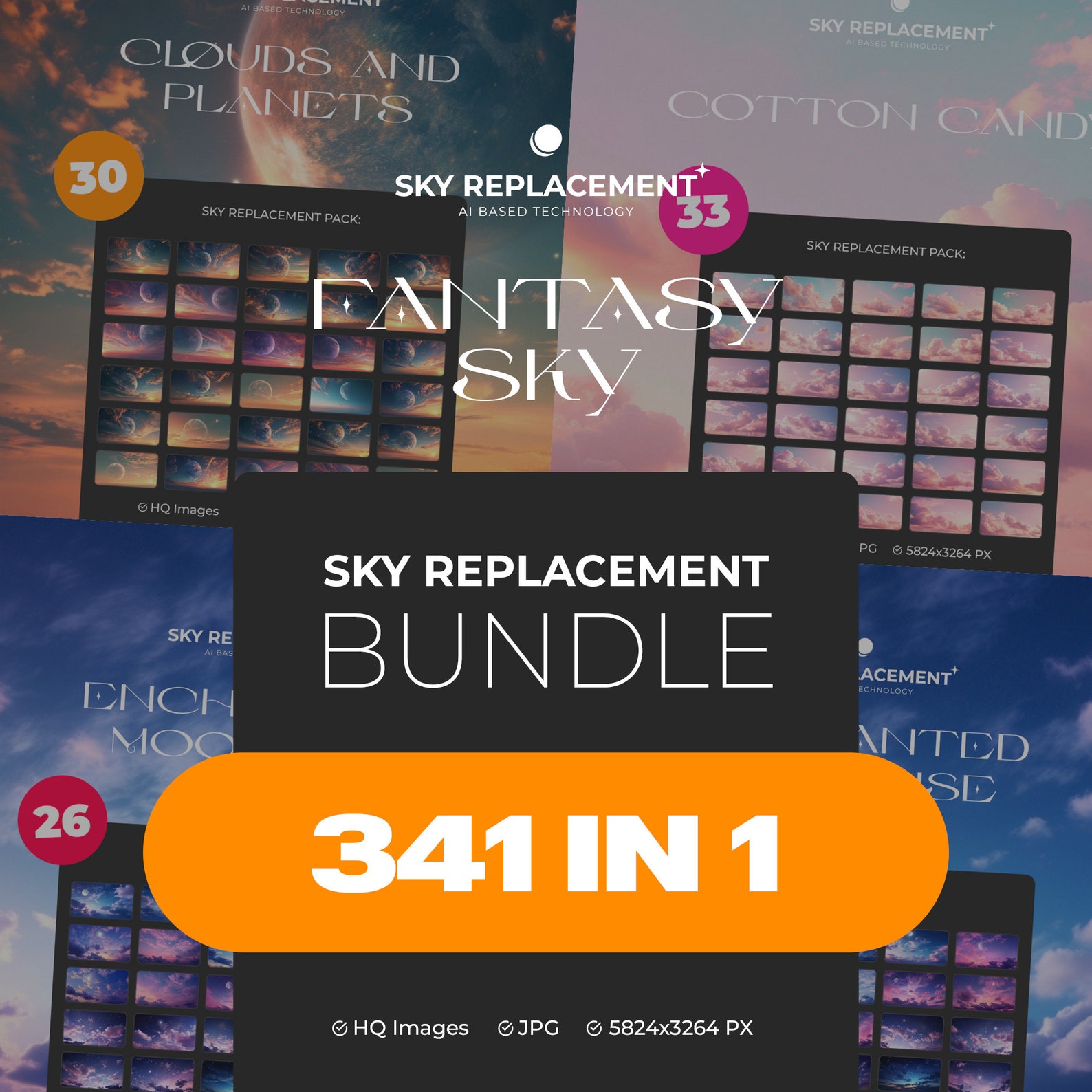 Fantasy Sky Replacement Bundle - High-resolution Sky Overlays for ...