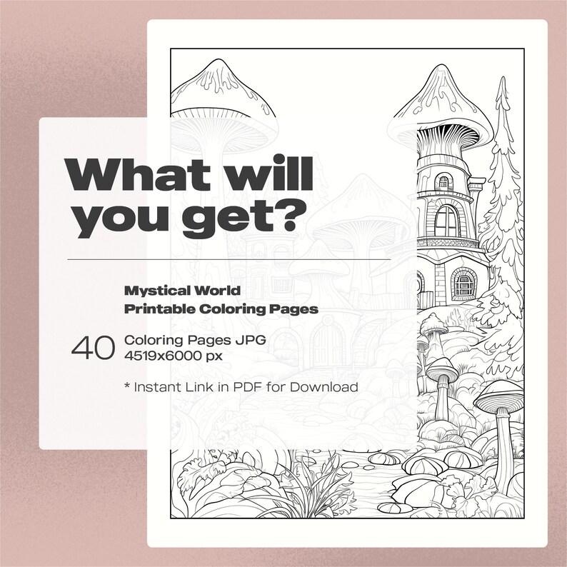 Mystical World Adult Coloring Book, Magical Forest, Fantasy Trees ...