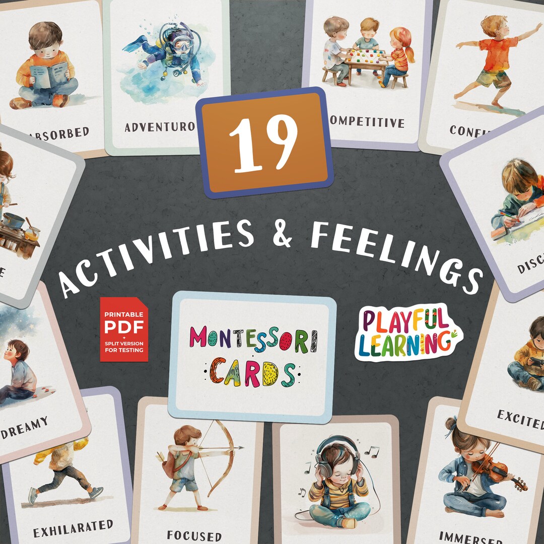 Montessori Activities and Feelings Flash Cards - Printable Educational ...
