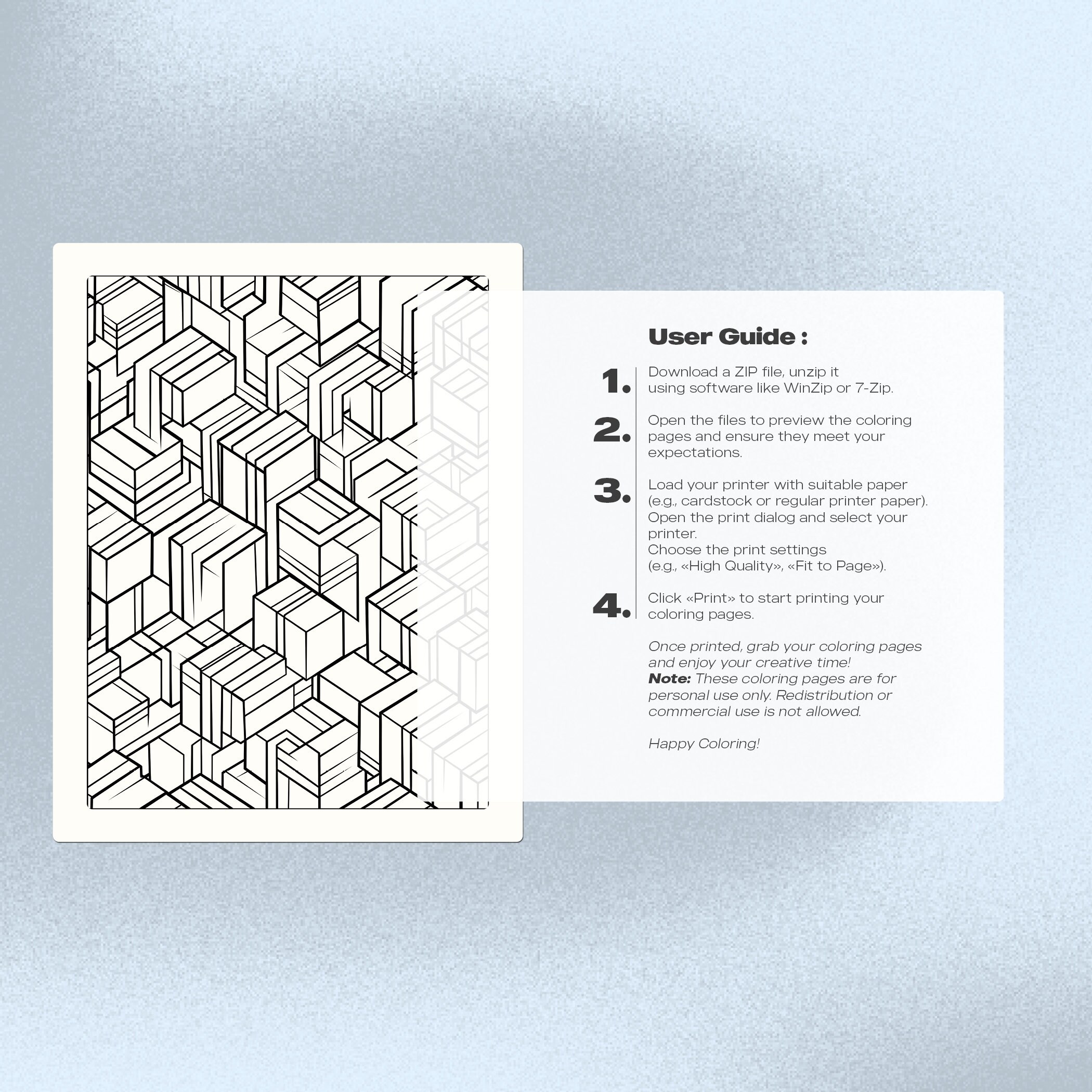 3D Geometric Play Coloring Page Unique Artistic Printable for ...
